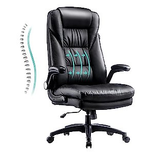 Hbada Executive Office Chair, Big and Tall Desk Chair 400lbs Wide Seat, High Back PU Leather Ergonomic Computer Chair with Adjustable Armrest, 360° Swivel Office Chair Adjustable Height, Black