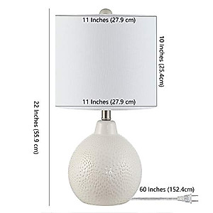 SAFAVIEH Lighting Collection Memphis Modern Contemporary Ivory Ceramic 20-inch Bedroom Living Room Home Office Desk Nightstand Table Lamp (LED Bulb Included)