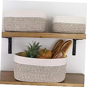 KOMBIUDA 3pcs Makeup Baskets Cotton Rope Storage Basket Desktop Snack Baskets Cotton Rope Storage Basket