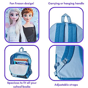 RALME Disney Frozen Back to School Bundle for Girls with Backpack, Lunch Box, and 7 Pc. Calculator & School Supplies Set