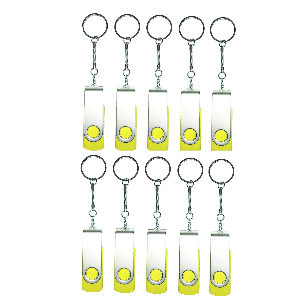 10 PCS USB 2.0 Swivel USB Flash Drive Memory Stick Fold Storage Thumb Stick (128GB, Yellow)