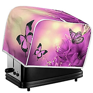 Yzaoxia Butterfly Print Toaster Dust Cover 4 Slice Microwave Toaster Oven Cover for Kitchen Appliance Dust Cover Bread Toaster Oven Cloth Cover Fingerprint Protection Purple