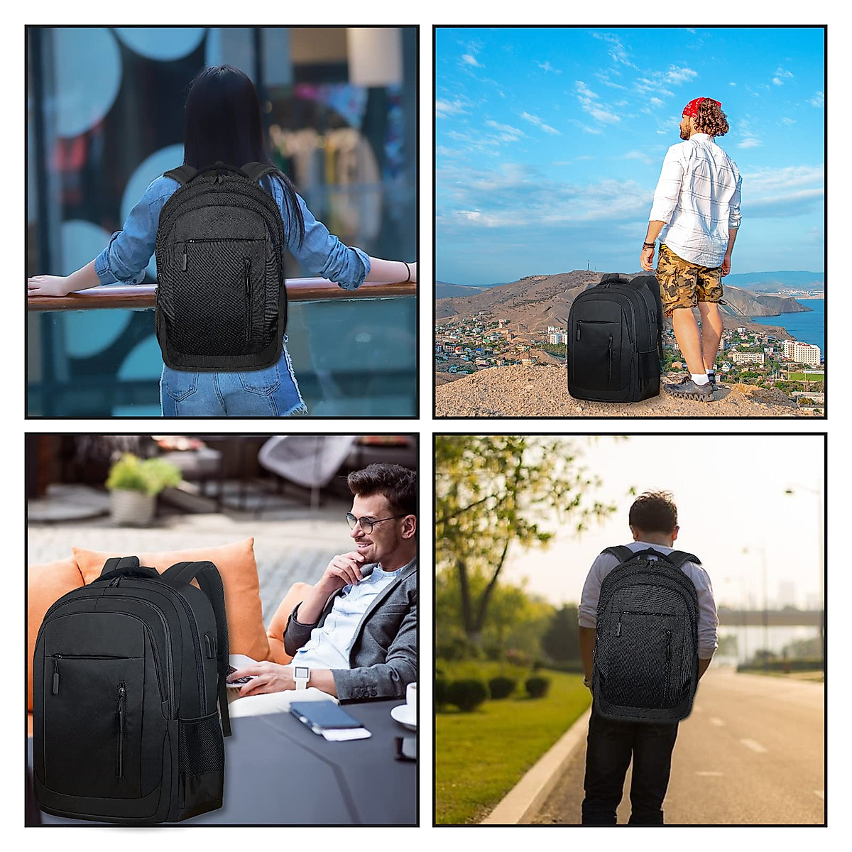 Wesoke Laptop Backpack for Men, 17.3 Inch Travel Backpacks Students BookBag with Laptop Compartment, Water Resistant Business Work Casual Computer Daypack with USB Charging/Headphone Port