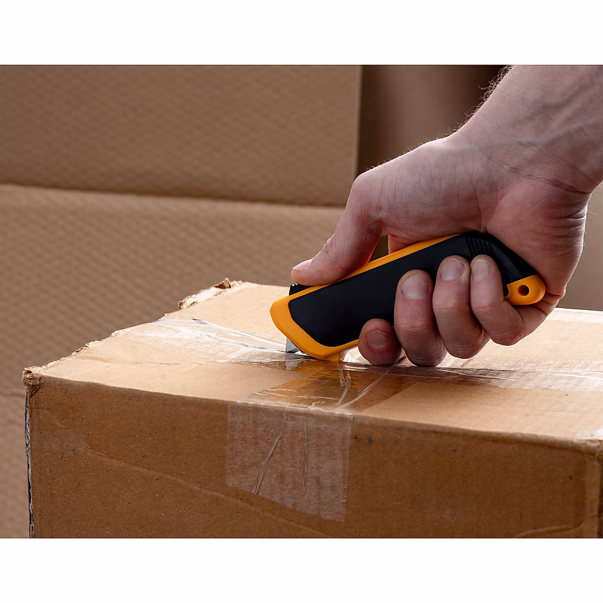 OLFA Self Retracting Safety Utility Knife (SK-6) - Multi-Purpose Fully-Auto Box Cutter w/Self Retractable Blade, Blade Guard, & Ergonomic Handle, Replacement Blades: OLFA RSKB Safety Blades