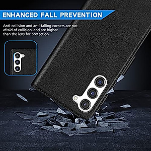 ZZXX Samsung Galaxy S23 Wallet Case with [RFID Blocking] Card Slot Kickstand Magnetic Closure Leather Flip Fold Protective Phone Case for Samsung Galaxy S23 Case Walle(Black-6.1 inch)