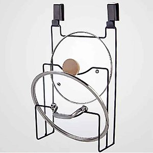 Steel Cutting Board Holders Under Cabinet Pot Cover Lid Hanger Rack Kitchen Wiping Cloth Hanger Hook Cabinet Door Pan Spoon Hanging Holder Bathroom Towel Hook Kitchen Shelf Storage Rack Organizer