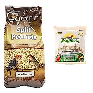 Scott Pet Peanuts Split Whole No Shell 8Lb & Wagner's 57075 Safflower Seed Wild Bird Food, 5-Pound Bag