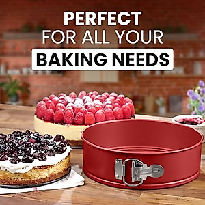 Zulay Premium Springform Pan 9 Inch Nonstick - Cheesecake Pan With Removable Bottom - No Need For Parchment Paper - Spring Form For Baking - Leak-Proof Cake Pan (Red)