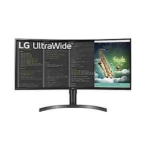 LG 35WN75C-B UltraWide Monitor 35” QHD (3440 x 1440) Curved Display, sRGB 99% Color Gamut, HDR 10, USB-Type C, AMD FreeSync, 3-Side Virtually Borderless Design - Black