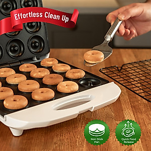 Mercucci Mini Donut Maker - Non Stick Donut Maker Machine from Home with Squeeze Bottle for Batter & Recipie Book, Double Sided Heating Mini Donut Maker Machine, 16 Mini Donuts For Home Baking