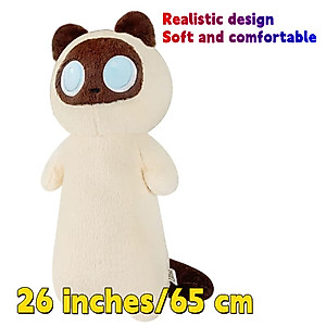 XIGUI Big Eye Cat Body Pillow,26 inches Cat Stuffed Animals Pillow,Kawaii Cat Soft Pillow,Kitten Body Pillow,Cute Plush Doll Gift for Girlfriend Kids Birthday Toys (White Cat)