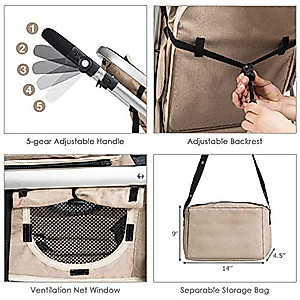 HONEY JOY Baby Stroller, High Landscape Convertible Infant Bassinet Stroller, Adjustable Canopy & Backrest, Storage Basket, Foot Cover, Foldable Newborn Carriage Pram Stroller (Beige)