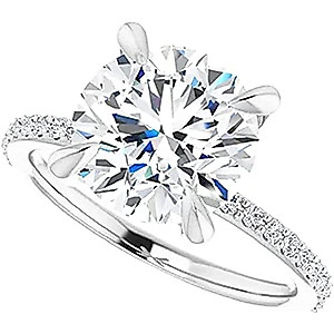 Moissanite World Handmade Round Cut 3.00 CT Moissanite Engagement Ring/Moissanite Wedding Ring/Moissanite Bridal Ring Set 925 Sterling Silver Perfact for Gift Or As You Want (5)
