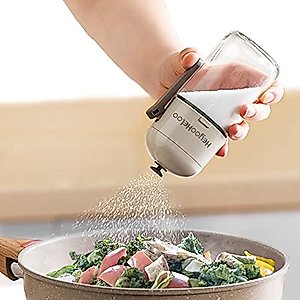 HeyooHeloo Precision Salt Dispenser with Moisture-Proof Glass Seasoning Jar,Perfect for Salt, Spice, Pepper (M)