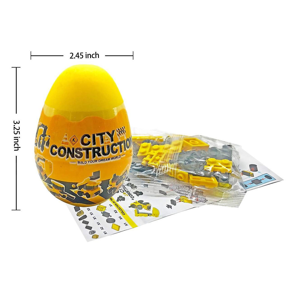 Kiddokids 18 Pcs Filled Easter Eggs with Construction Vehicles Building Blocks Toys, Easter Eggs Prefilled for Easter Theme Easter Eggs Hunt, Basket Stuffers Fillers (3.15inch)