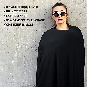 Mothera Baby Car Seat Cover Multi-use Nursing Covers for Breastfeeding Baby Must Haves for First Time Mom Infant Stroller Cover for Baby Boy or Girl, Black