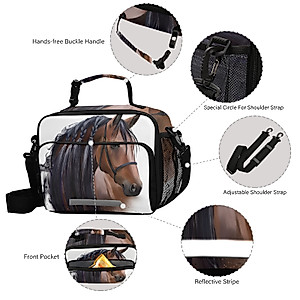panksolu Elegant Horse Lunch Bag, Insulated Lunch Box with Adjustable Shoulder Strap Cooler Tote Bag for Men Women Kids Teens=
