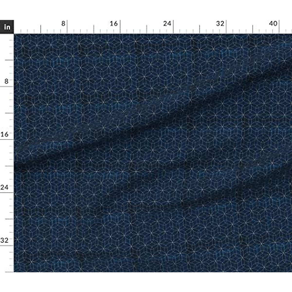 Spoonflower Fabric - Circles, Indigo, Japanese Inspired, Traditional, Embroidery Print, Printed on Petal Signature Cotton Fabric by The Yard - Sewing Quilting Apparel Crafts Decor