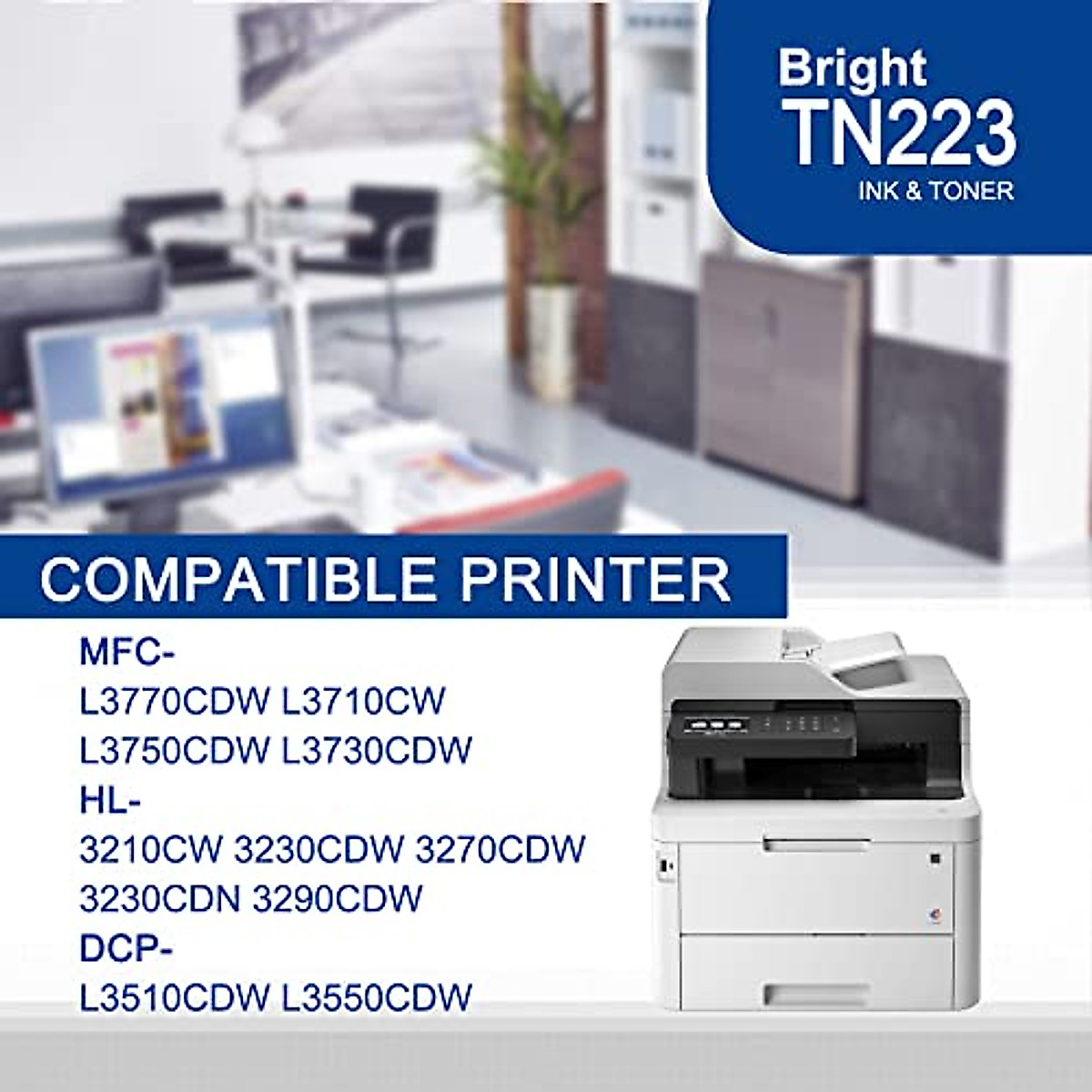 pgisoxt 4 Pack TN-223BK/C/M/Y Toner Cartridge: Compatible TN-223 TN 223 Replacement for Brother MFC-L3710CW L3750CDW L3730CDW HL-3210CW 3230CDW 3270CDW 3230CDN DCP-L3510CDW L3550CDW Printer