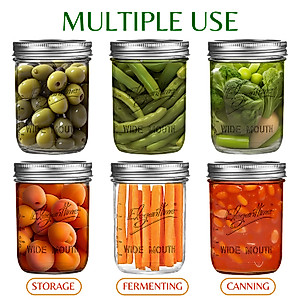 eleganttime Wide Mouth Mason Jars 16 oz,12 Pack Canning Jars with Lids,Airtight Container Glass Jars for Candles,Home Decor,Overnight Oats,Fruit Preserves,Jam or Jelly