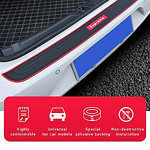 Kewucn Car Rear Bumper Protector Guard, Rubber Scratch-Resistant Protection Strip Sticker, Auto Non-Slip Trunk Door Entry Trim Cover, Universal Vehicle Accessories for Most Cars (Red Sport)