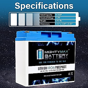 Mighty Max Battery 12V 18AH Lithium Replacement Battery for 12896 51814 51913 104831