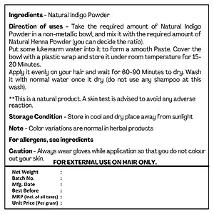 100% Natural Indigo Powder for Hair (227g / (1/2 lb) / 8 ounces) Indigofera tinctoria to color your hair brown to black