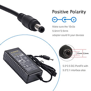 12V 3A Power Supply, COOLM AC 100-240v to DC 12V 3A Power Adapter 36W Charger Led Driver 12V3A for LED Strip Light CCTV Camera