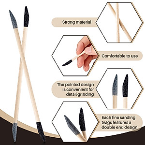 Leriton 60 Pcs Sanding Sticks Double End Matchsticks Sanding Twigs Fine Detailing Polishing Sticks for Plastic Models Wood Hobby, 120/280 Grit, 5.4 x 0.3 Inch
