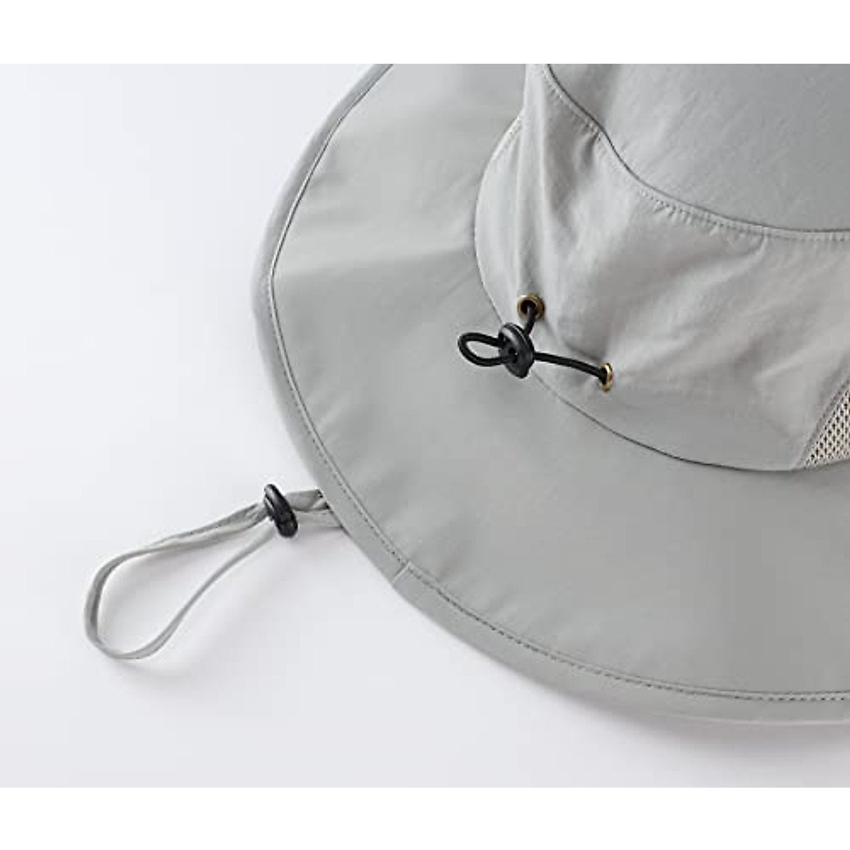 Home Prefer UPF50+ Mens Sun Hat Wide Brim Fishing Hat Airy Mesh UV Protection Hat Portable Bucket Sun Hat Light Grey