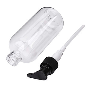 Bekith 16 Pack Empty Lotion Bottles with Black and White Pumps, 8oz Plastic Clear Round Bottles Containers for Creams, Hand Soap, Body Wash