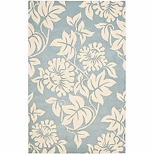 SAFAVIEH Soho Collection 6' Square Blue/Ivory SOH770A Handmade Premium Wool & Viscose Area Rug