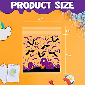 JOYIN 150 PCS Halloween Cellophane Treat Bags, Halloween Clear Self-adhesive Candy Bags, Halloween Plastic Cookie Bags for Trick or Treat, Halloween Goodie Bags for Party Favor Supplies