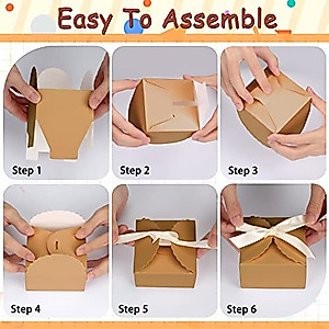 Skycase 12 pcs Gift Boxes, Small Gift Boxes with Ribbon Foldable Personalised Party Favour Boxes, Candy Boxes,Treats Boxes for Holidays, Weddings, Christmas, Birthdays(3.5 * 3.5 * 1.9"),Kraft