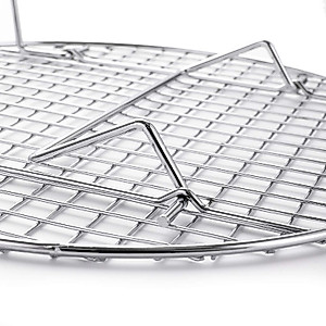 Foraineam 4 Pack 10.5 inch Steamer Rack Round Grilling Rack for Cooling Steaming Baking Cooking, Lifting Food in Pots, Cake Pan, Pressure Cooker and Oven