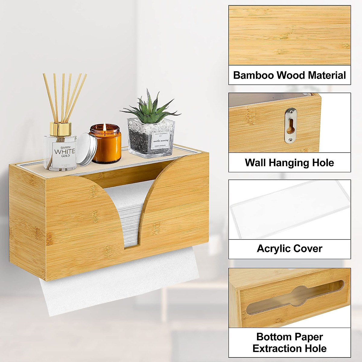 Paper Towel Dispenser, Folded Paper Towel Holder with Lid, Commercial C-Fold, Z-Fold, Trifold Hand Paper Towel Holder Dispenser for Bathroom and Kitchen, Wall Mount or Countertop for Multifold