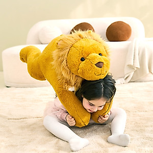 IKASA Large Lion Stuffed Animal Plush Toy,30" Giant Lion Cute Jumbo Soft Toys,Huge Big Size Plushy Fluffy Fat Oversized Plushie,Gifts for Kids Girls