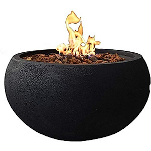 MODENO Outdoor Fire Pit Propane Garden Fire Bowl, 40,000 BTU CSA Certified Firepit，Auto-Ignition System Fireplace, Lava Rock&PVC Cover Included (27 x 27 x 14'', Black)