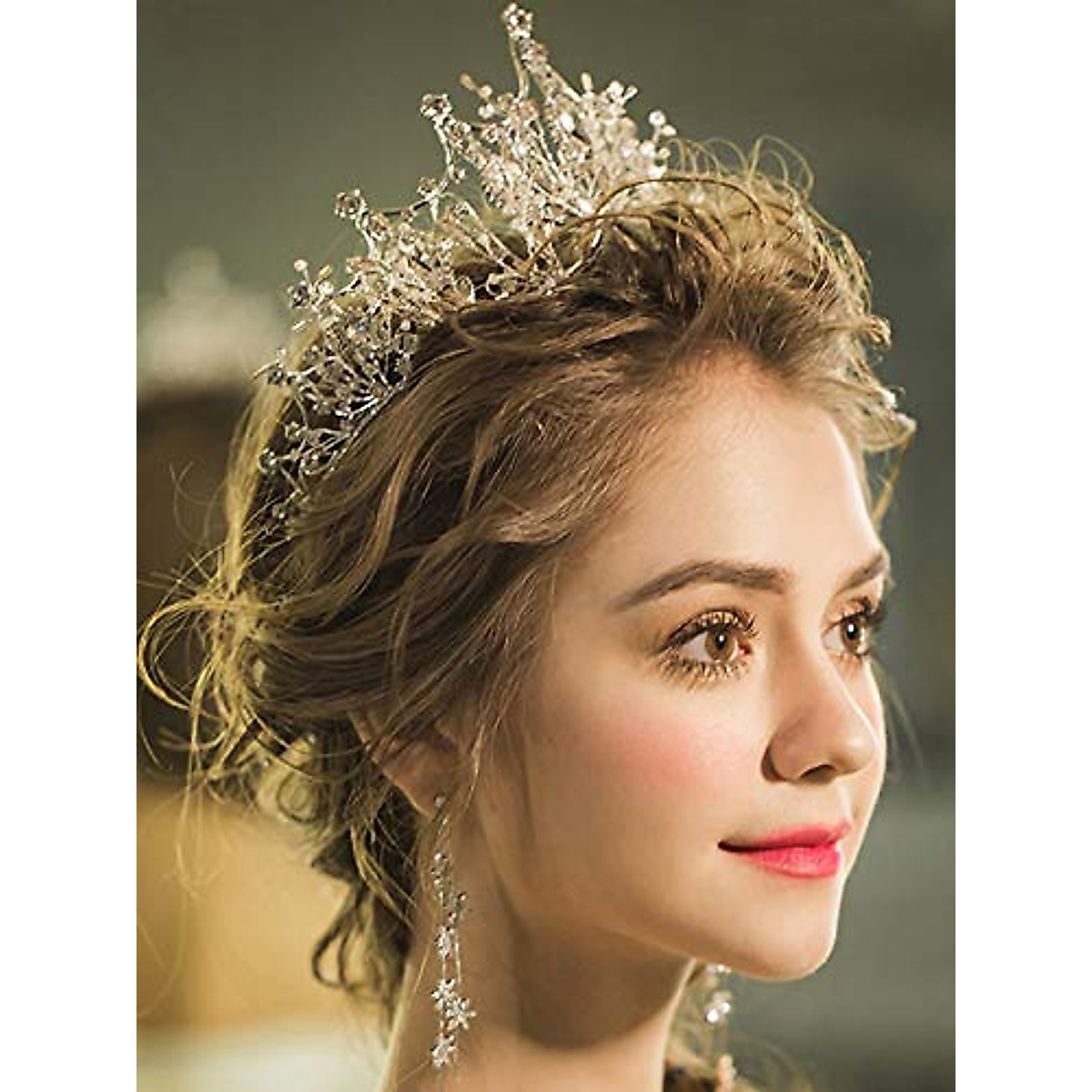 COCIDE Gold Crown for Women Baroque Queen Crown and Tiara for Girls Crystal Headband Mermaid Crown Princess Hair Accessories for Bride Birthday Party Bridesmaids Halloween Costume Cosplay