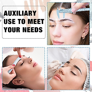 Ctosree 10 Pcs Eyebrow Tools 2 Pcs Eyebrow Measuring Ruler 4 Pcs Microblading White Marker Pen with Replacement Refills 4 Paper Ruler Brow Mapping Skin Mark for Eyebrow Permanent Makeup Position Tools