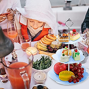 Cupcake Stand,2 Pack of 3-Tier Flower Dessert Plates Mini Cakes Fruit Candy Display Tower Cookie Tray Rack Candy Buffet Holder Cake Stand Cardboard Cupcake Stand Tiered Serving Stand (Style 1)