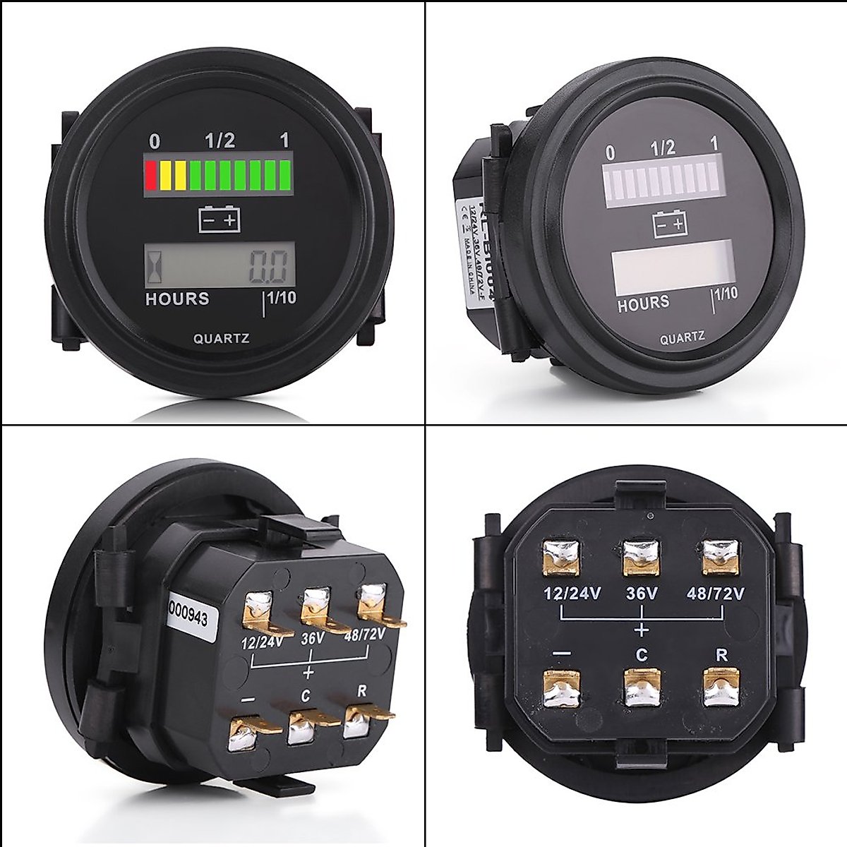 KIMISS 12V/24V/36V/48V/72V LED Digital Battery Indicator Gauge with Hour Meter for Golf Cart + Battery Meter Battery Indicator Battery Gauge LED Battery Indicator Battery Indicator H