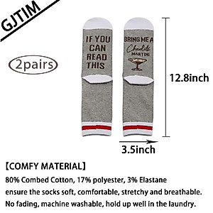 GJTIM 2 Pairs Cocktail Socks If You can Read this Bring Me A Chocolate Cocktail Socks Novelty Gifts for Drinking Lovers