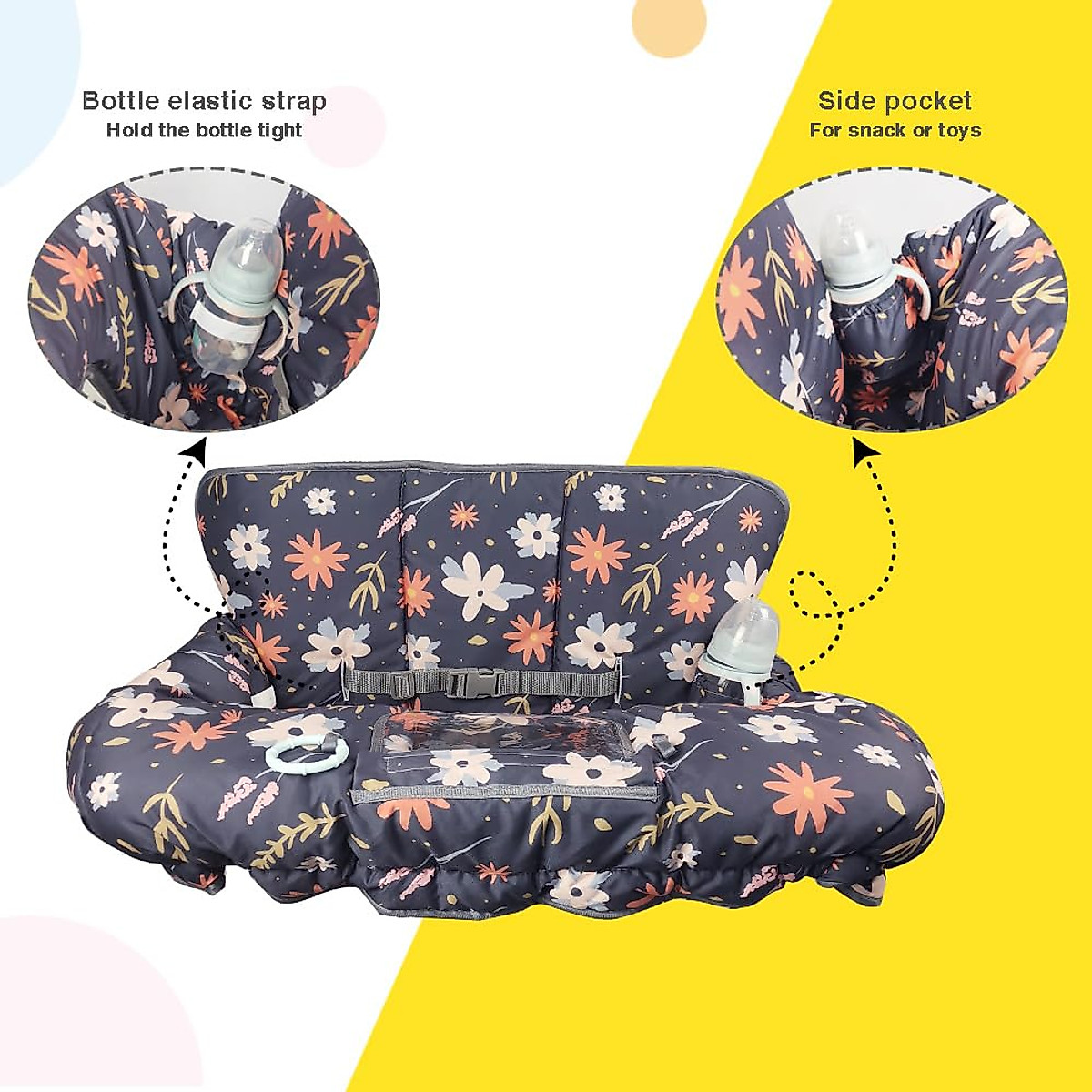 Shopping Cart Cover for Baby/Toddler, Cozy High Chair Cover & Grocery cart Cover Cushion, Dark Blue