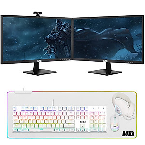TechMagnet All in one Desktop Computer, Cheetah 6, Intel Core i5 6th Gen 2.5 GHz, 16GB DDR3, 480GB SSD, Dual 27 inch LED Monitor, MTG Gaming Kit with Webcam, Win10 Pro (Renewed)