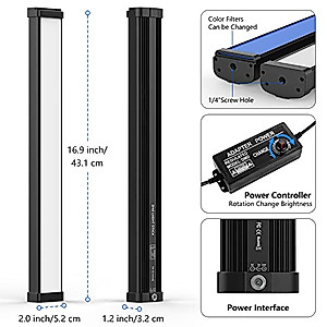 2 Pack LED Video Light Wand Kit, Unicucp 5600K Photography Lighting Sticks with 27"-79" Tripod Stand for Photographic Studio/Video Fill Light/Collection Portrait/Live Streaming/Video Conferencing