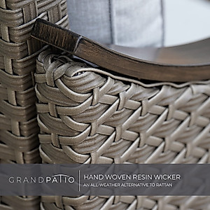 Grand patio 4-Piece Outdoor Patio Furniture Set Rocking Conversation Set Swivel Chairs, Coffee Table Patio Wicker Furniture Set with Woodgrain Finish Frame, Ponce Harbor Dark Brown