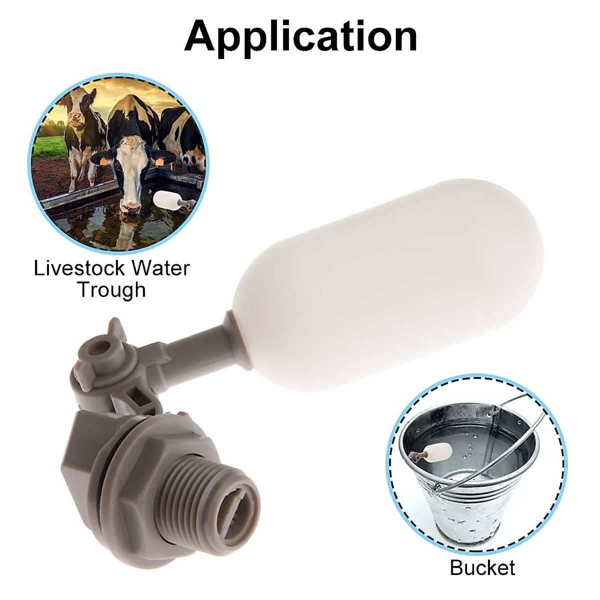 1/2" Float Ball Valve Automatic Fill Feed Humidifier Tank Pond Shut Off with Adjustable Arm for Ponds, Livestock Water Trough