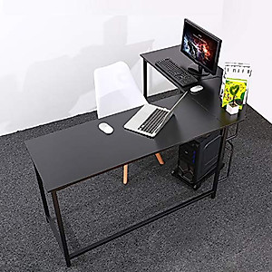 Homemark Computer Desk L Shaped Coner Desks 66.1" with Modern Simple Design and Extra Large Desk Space for Home Office and Student Writing Gaming Desktop Table (Black)