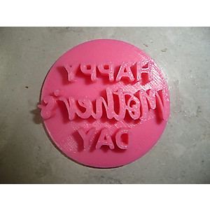YNGLLC HAPPY MOTHERS DAY WORDS BLOCK SCRIPT FONT MOM MOMMY MAMA COOKIE STAMP EMBOSSER BAKING TOOL 3D PRINTED MADE IN USA PR4195, Pink
